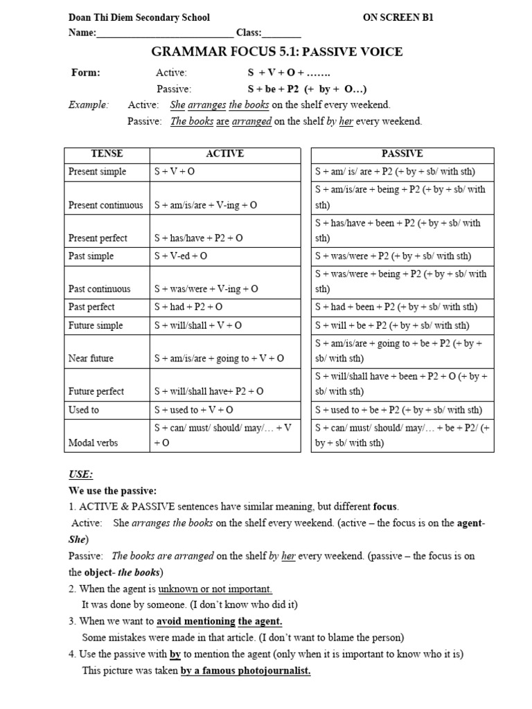 Grammar Focus 5.1 - Passive Voice | PDF