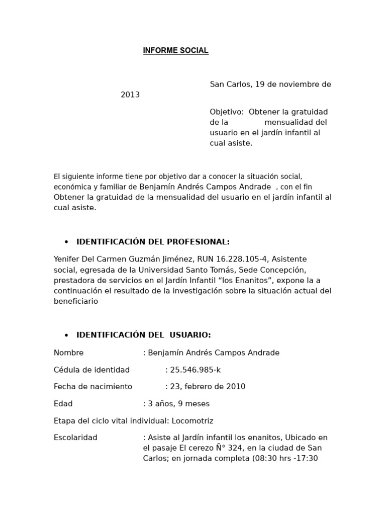 Informe de Gratuidad Jardín Infantil | PDF