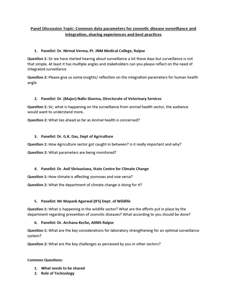 Panel Discussion Questions Pdf