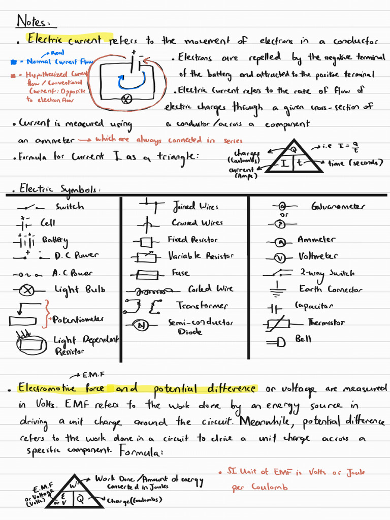 Electric Current Handwritten Notes | PDF