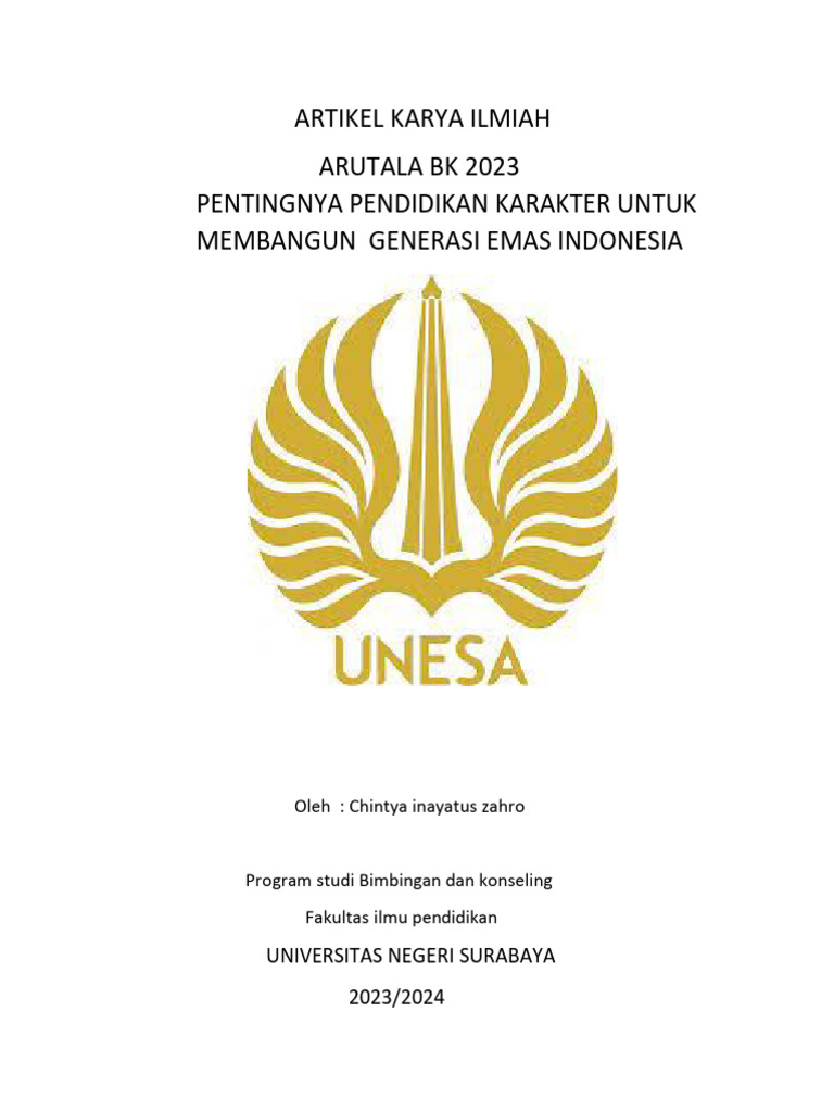 Pendidikan Karakter Untuk Membangun Generasi Emas | PDF