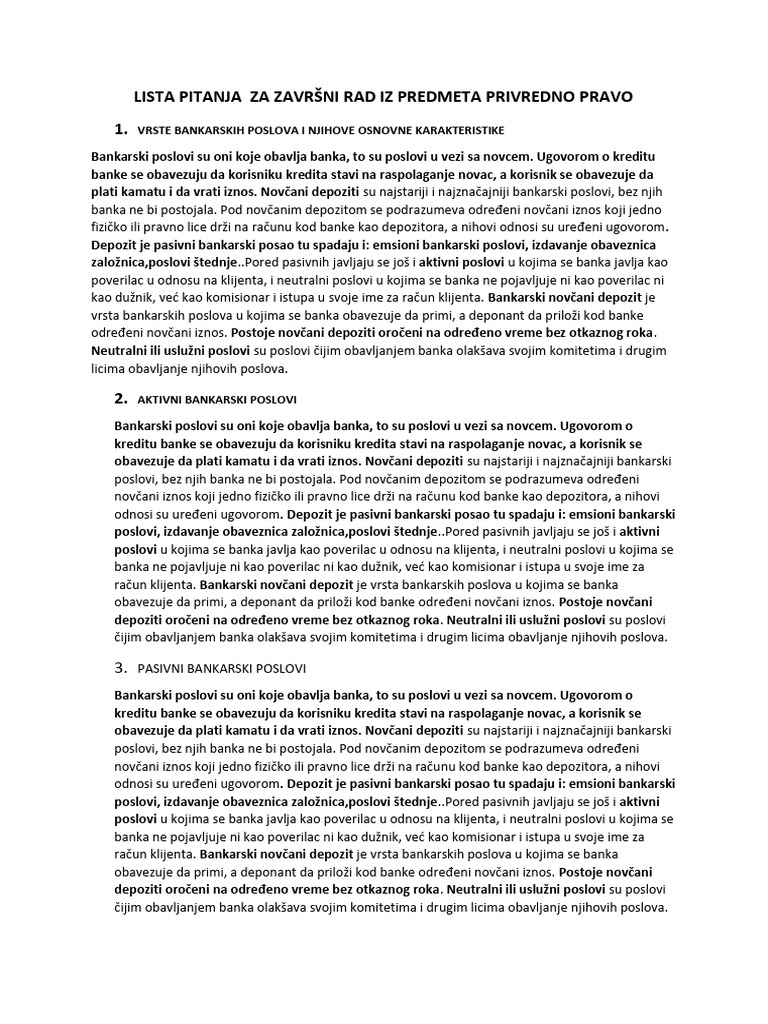 Privredno Pravo Skripta | PDF