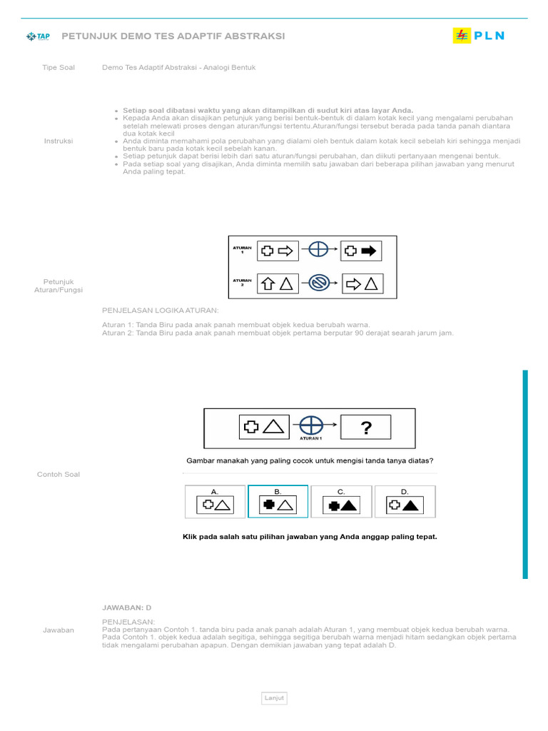 Panduan Tes Adaptif Abstraksi PLN | PDF