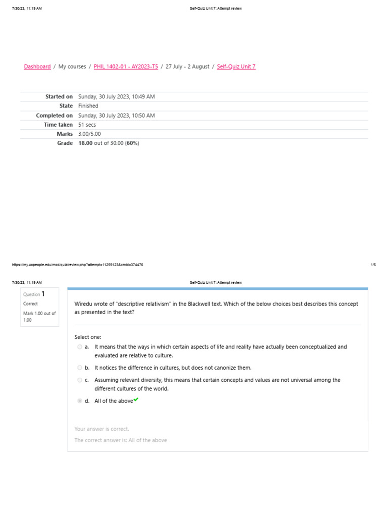 Self-Quiz Unit 7 Review Results | PDF | Science & Mathematics