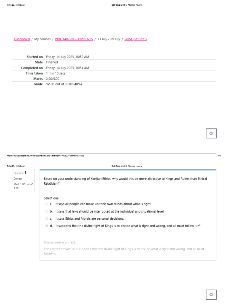 Self-Quiz Unit 5 - Attempt Review | PDF | Philosophical Theories ...