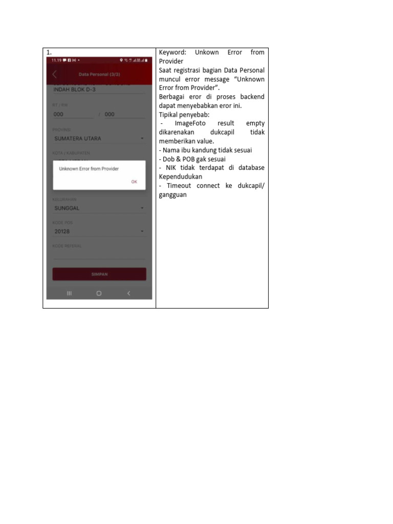 Jenis Error Yang Sering Terjadi Dalam Onboarding Octo Merchant | PDF