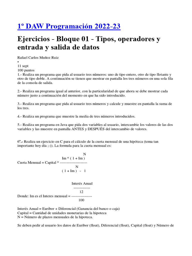 1º DAW Programación 2022 | PDF