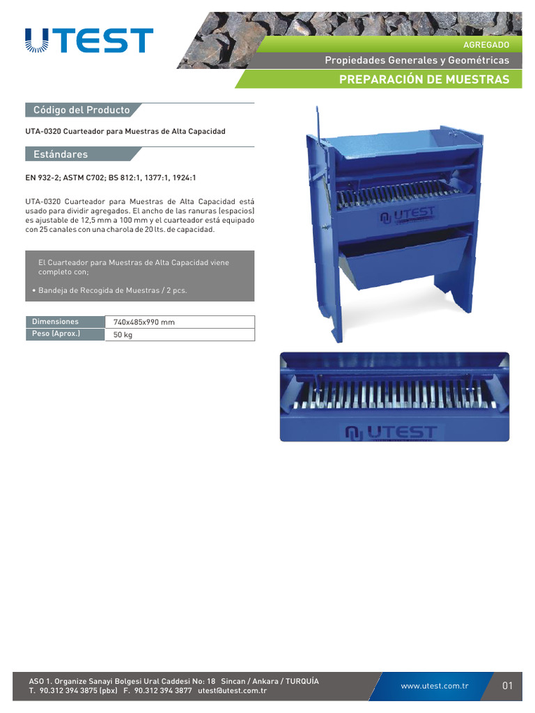 Cuarteador de Muestras de Alta Capacidad UTEST | PDF