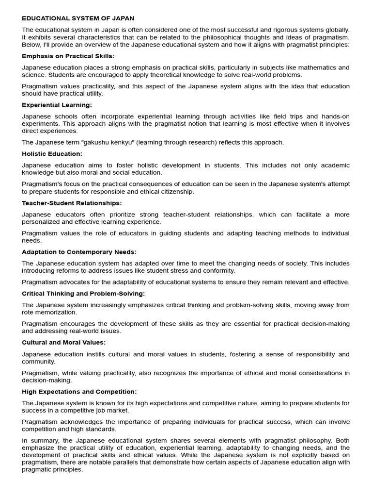 Educational System of Japan | PDF