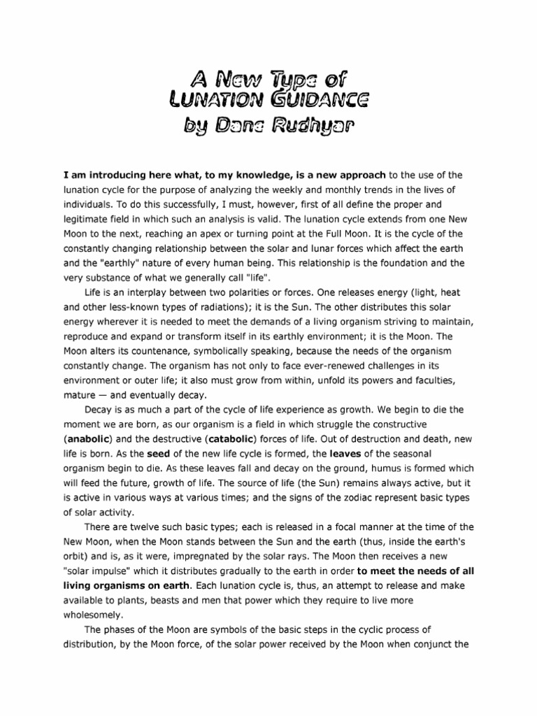 Dane Rudhyar - A New Type of Lunation Guidance | PDF | Planets In ...