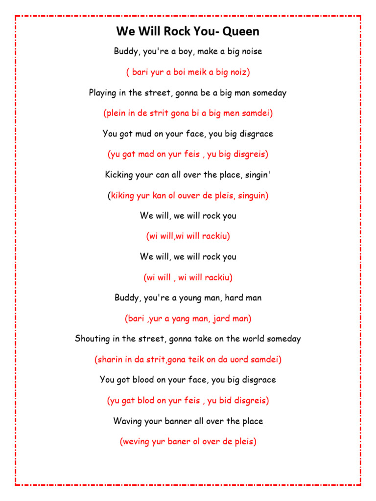 We Will Rock You PRONUNCIACIÓN | PDF