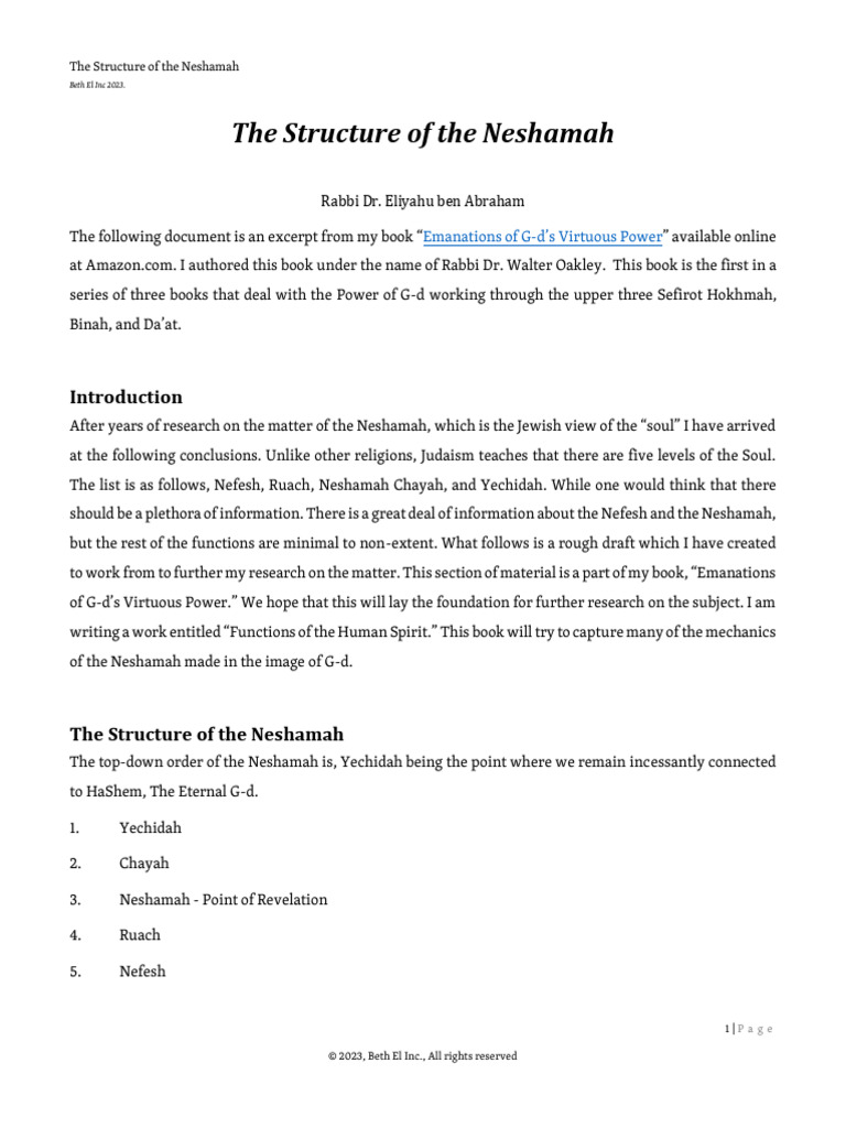 The Structure of The Neshamah | PDF