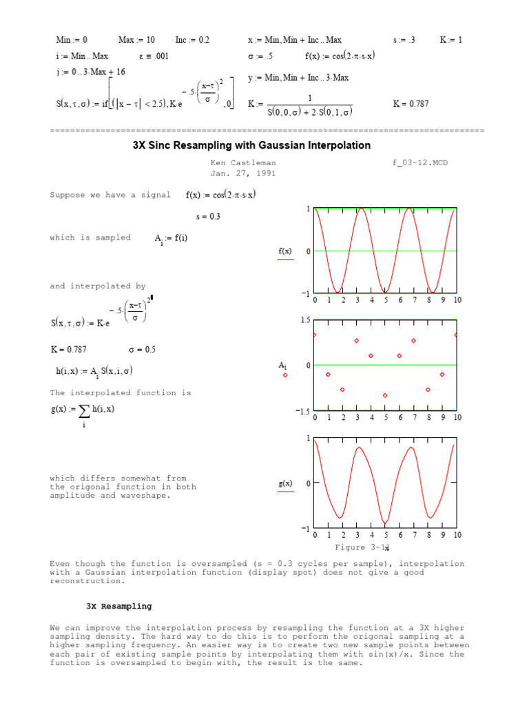3X Sinc Resampling With Gaussian Interpolation | PDF