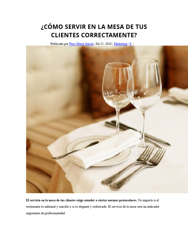 Cómo Servir en La Mesa | PDF
