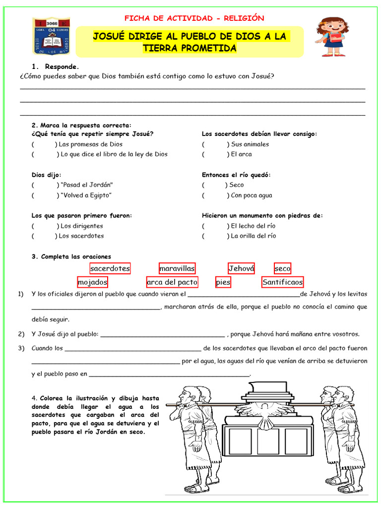 Ficha-Mierc-Rel-Josué Dirige Al Pueblo de Dios A La Tierra Prometida | PDF