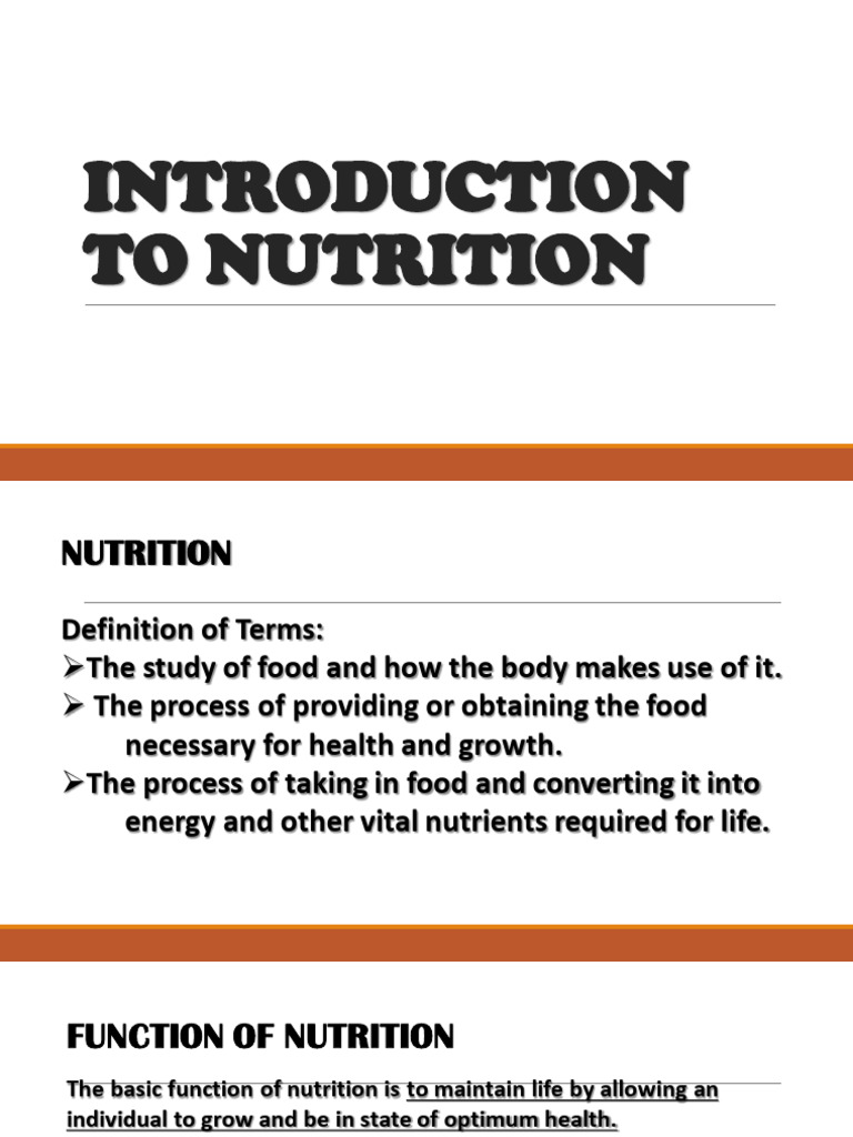 INTRODUCTION TO NUTRITION Week 12 | PDF