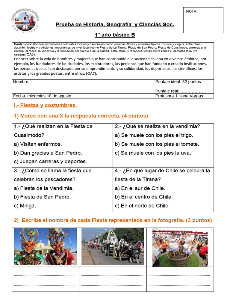 Prueba de Historia Oa 6 y 7 | PDF