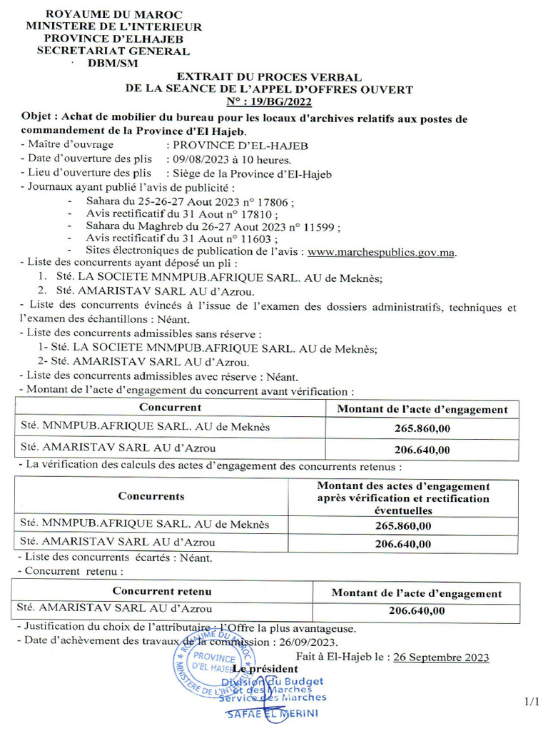 Extrait PV 19-BG-2023 | PDF