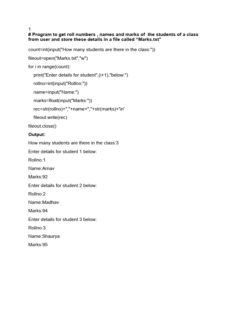 Practical File 20 Programs Pdf