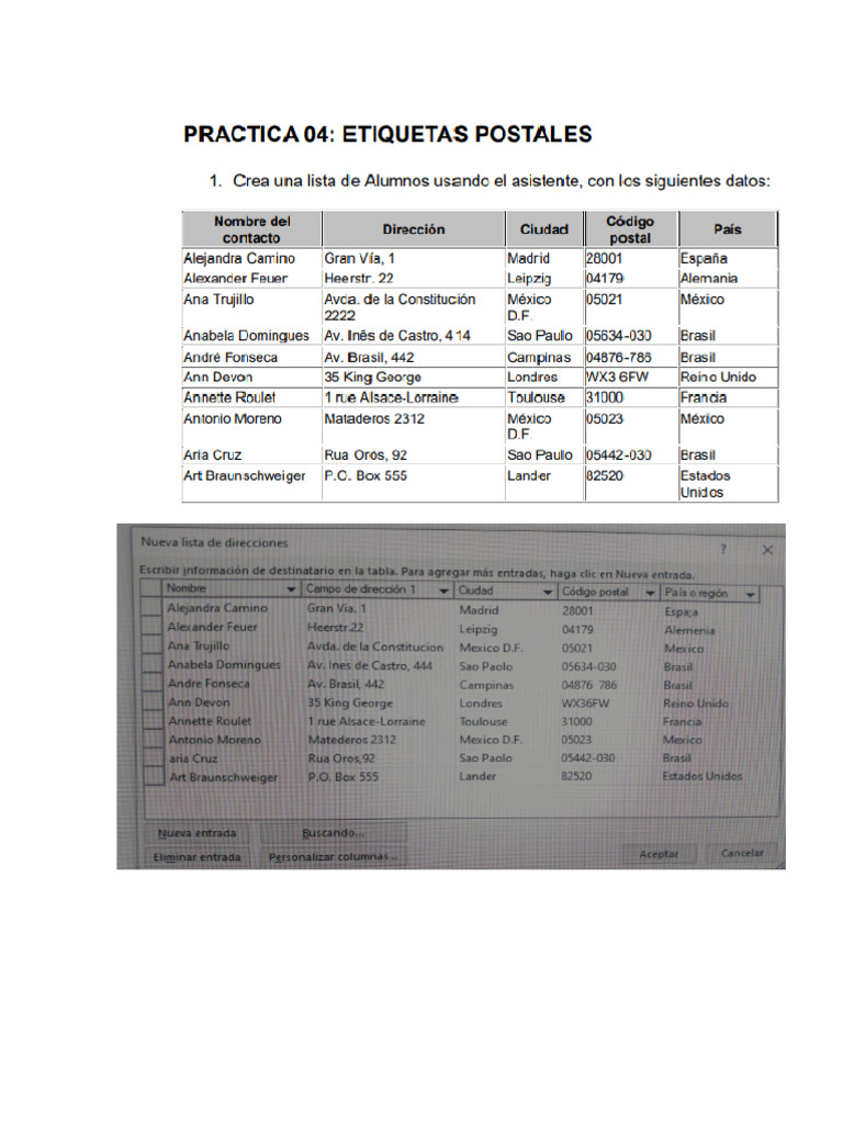 Practica 4 Etiquetas Postales | PDF