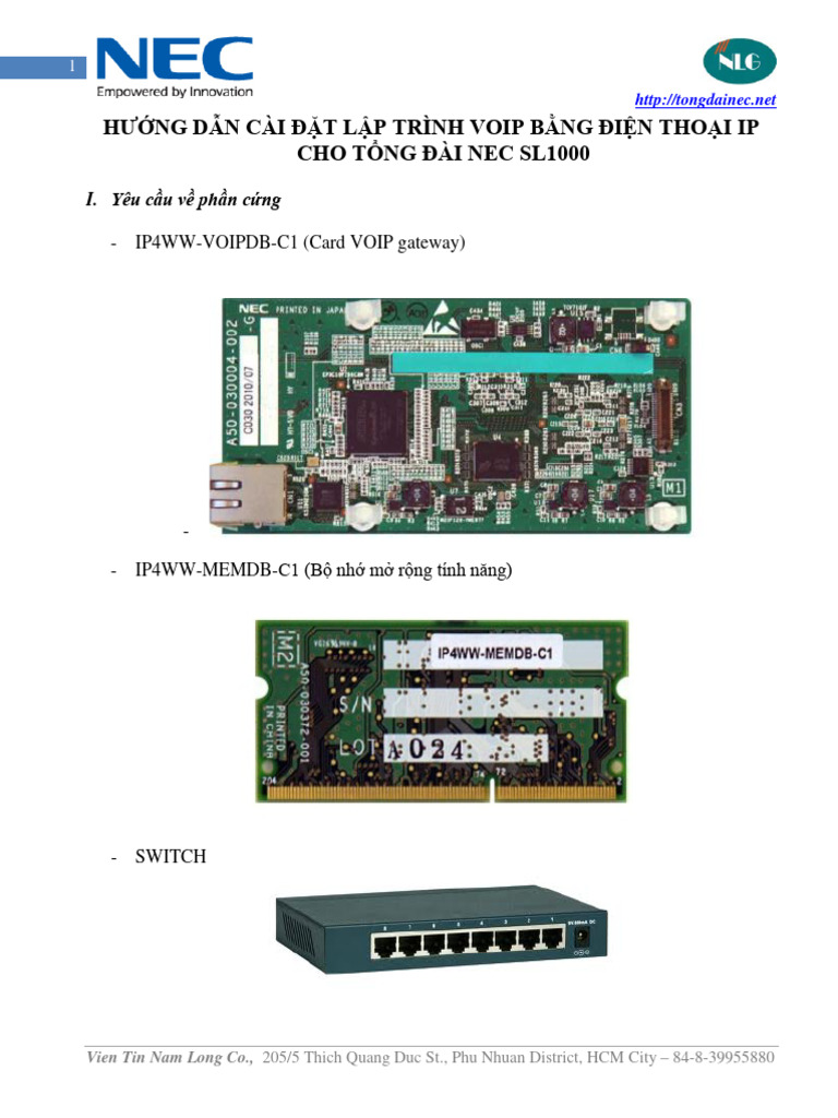 Huong Dan Cai Dat Lap Trinh VOIP Cho Tong Dai NEC SL1000 | PDF