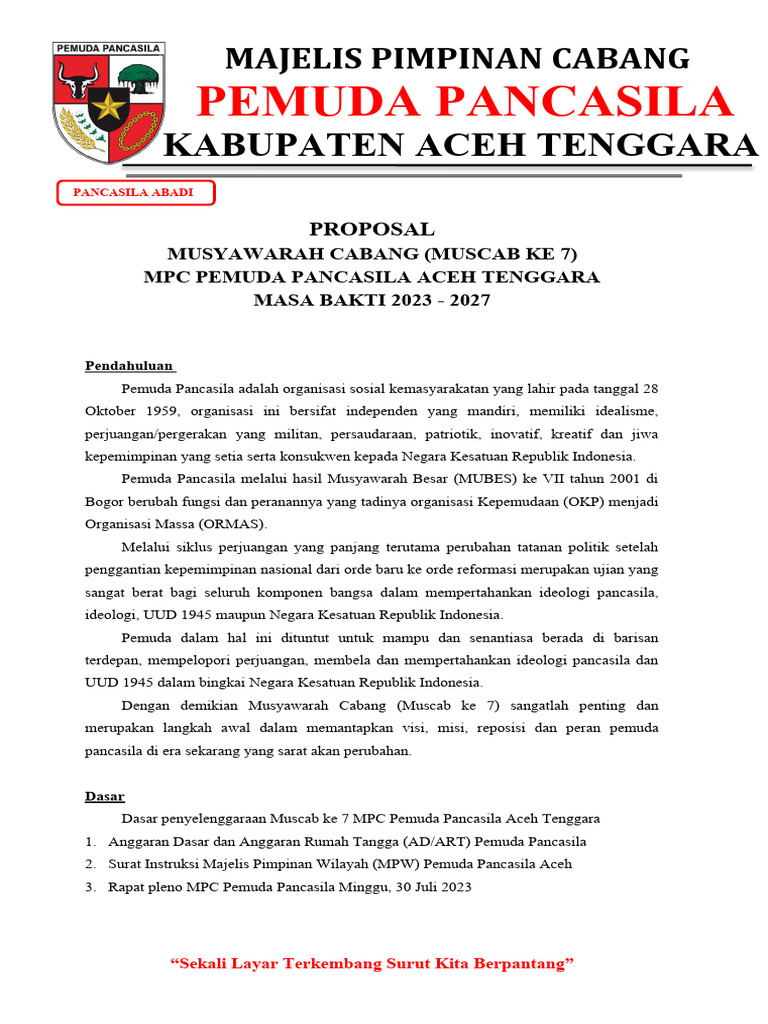 Proposal Muscab MPC Agara | PDF