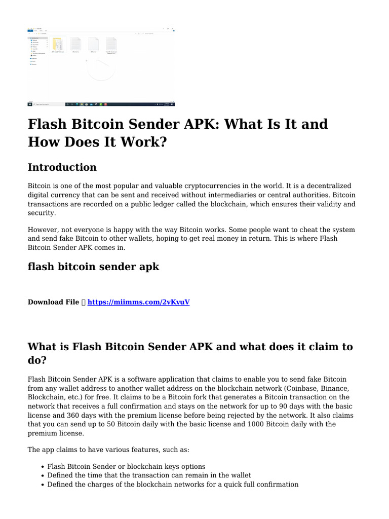 Flash Bitcoin Sender APK: What Is It and How Does It Work?: Download ...