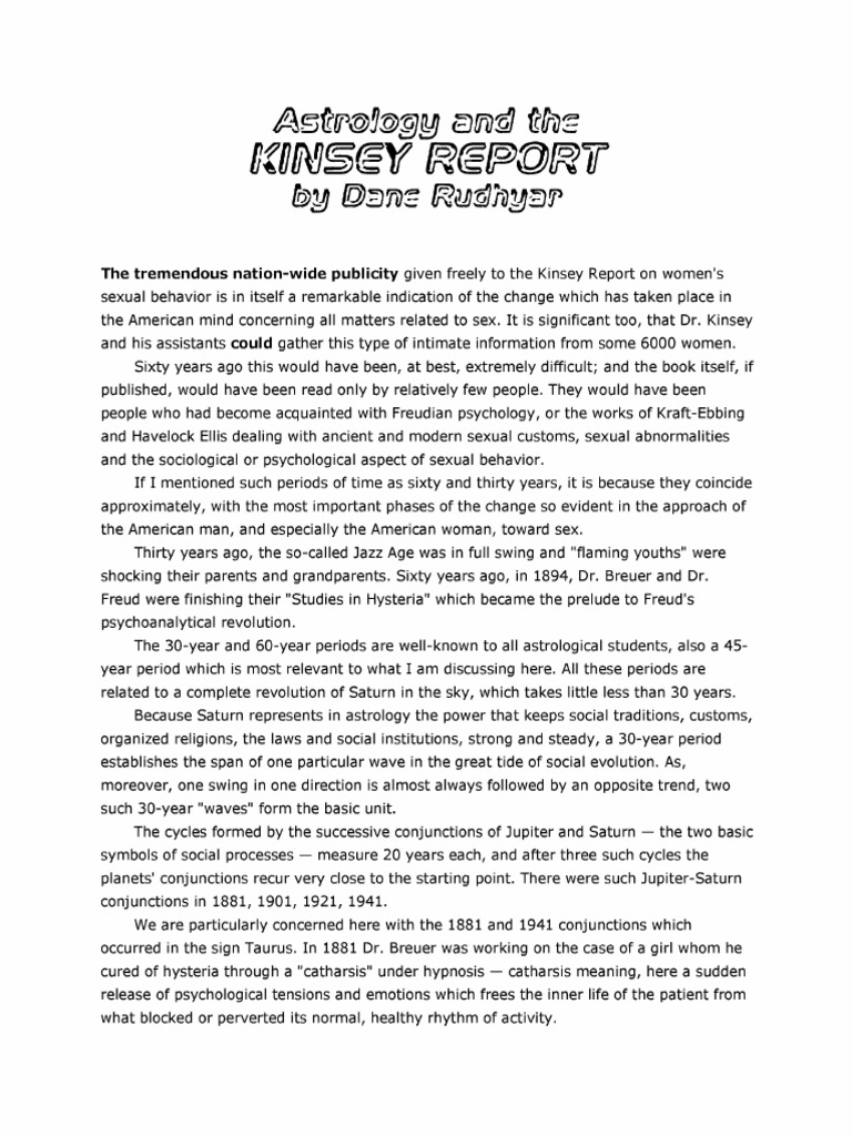 Kinsey Report and Astrological Cycles | PDF | Sigmund Freud | Human ...