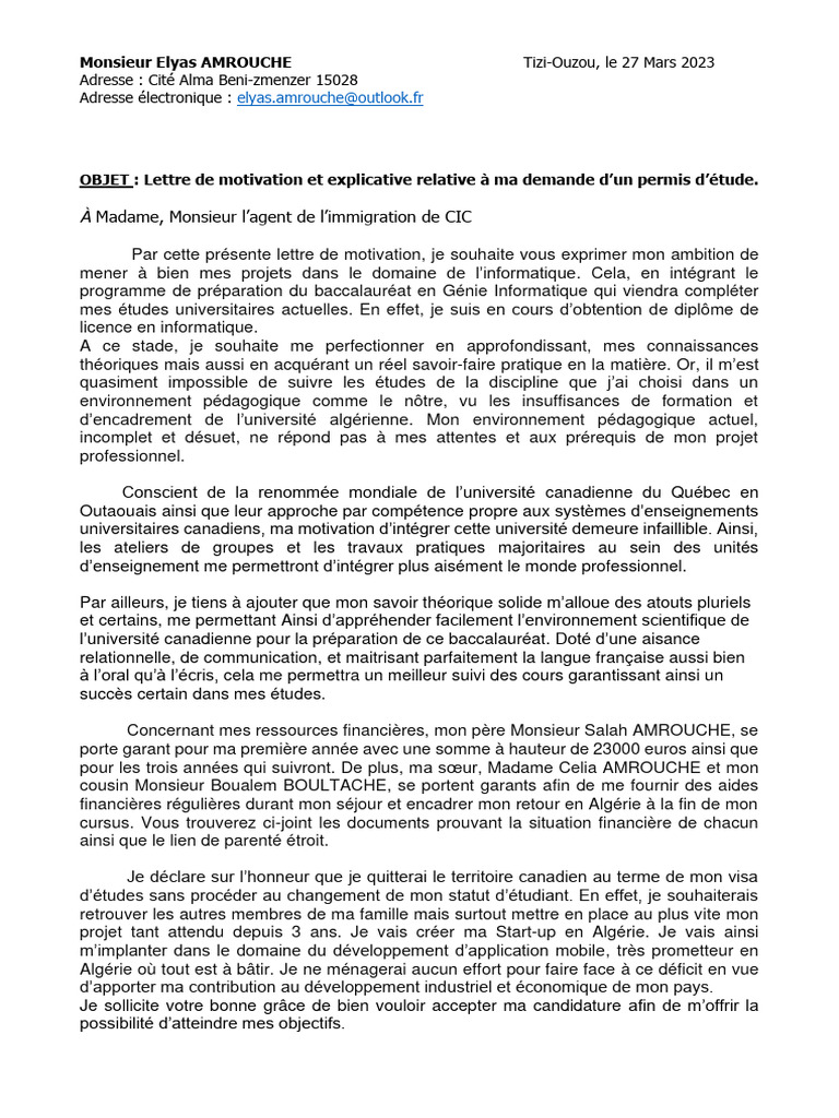 Lettre Explicative | PDF