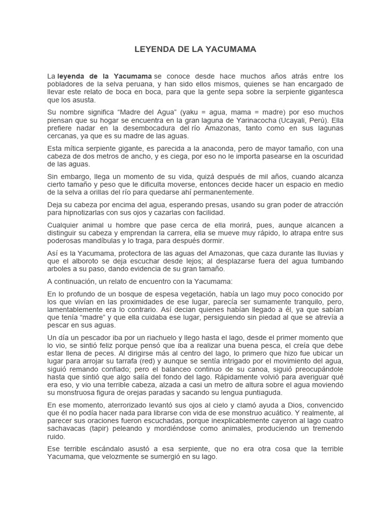 Leyenda de La Yacumama | PDF