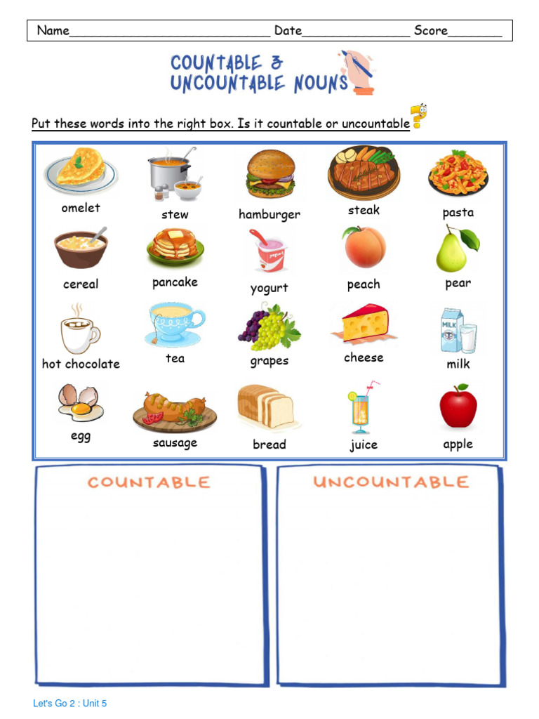 Countable and Uncountable Foods Guide | PDF | Cooking, Food & Wine