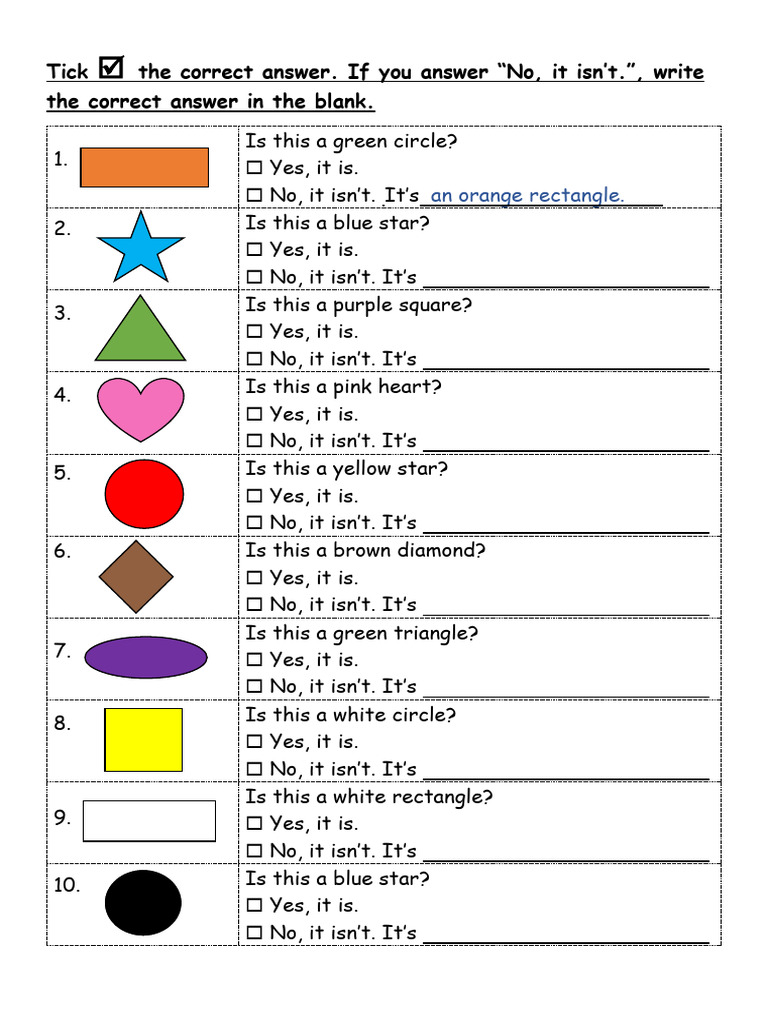 Let's Go 1 Unit 2 Colors and Shapes Worksheet | PDF