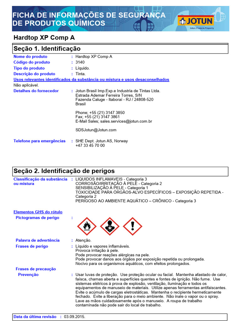 Ficha de Informações de Segurança de Produtos Químicos | PDF