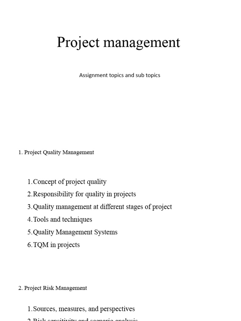 Project Management Assignment Topics | PDF | Art Project Management Assignment Topics | PDF | Art