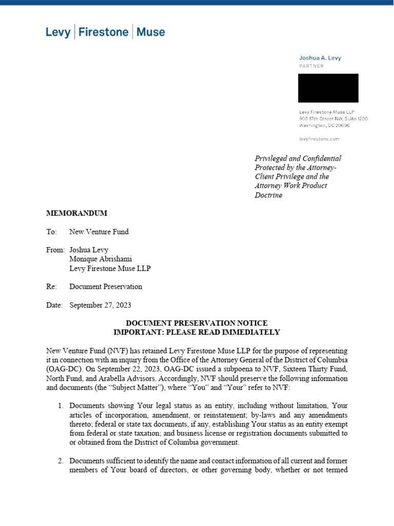 NVF Document Preservation Notice | PDF | Law