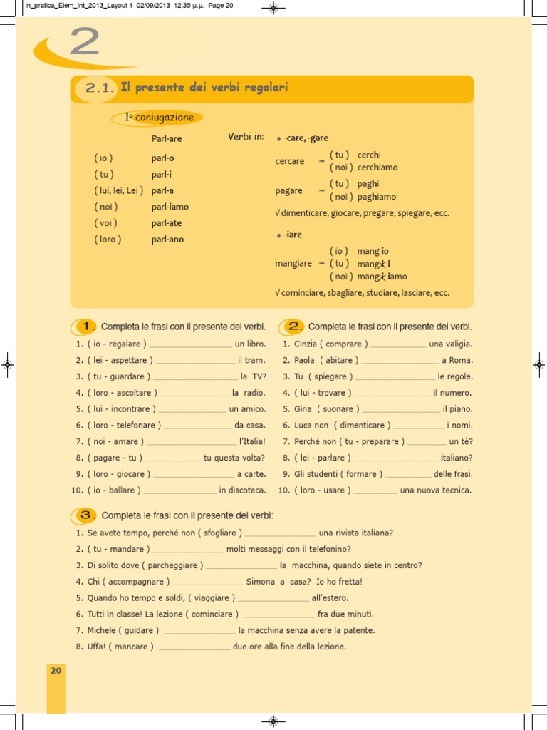 Il Presente Indicativo Italiano | PDF