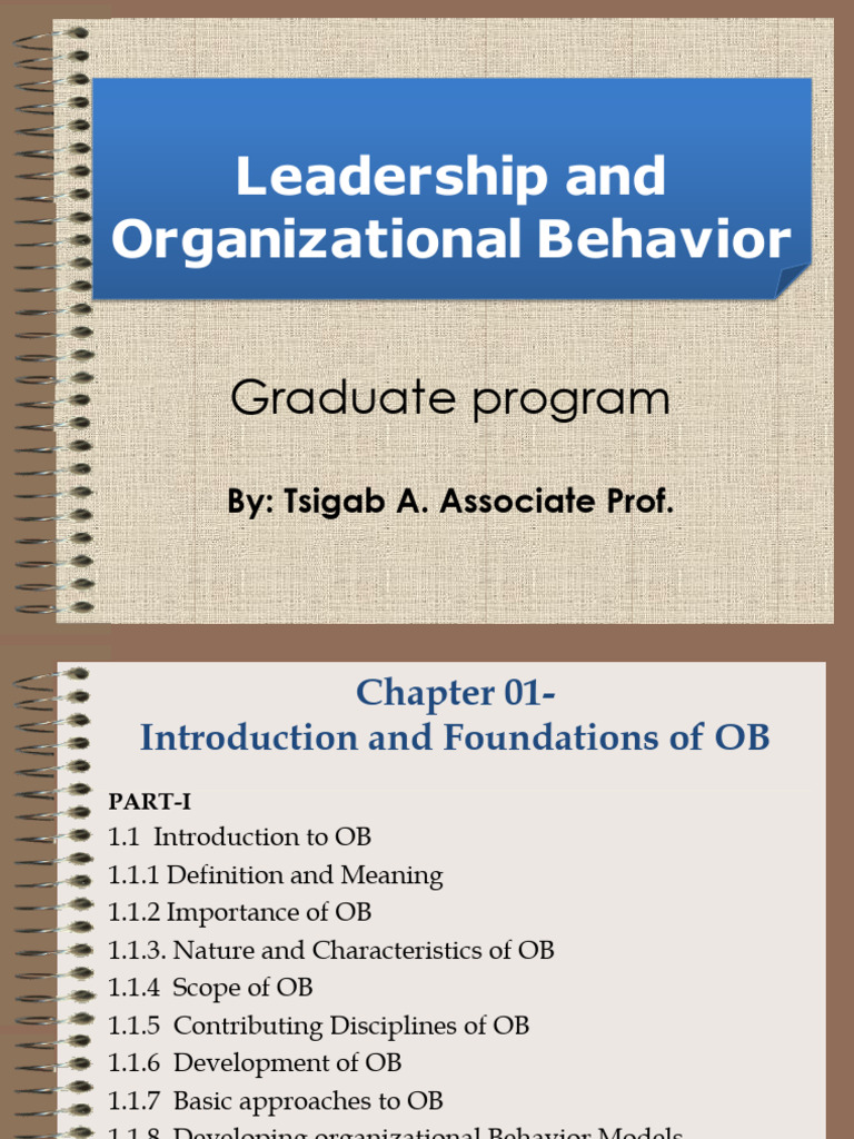 OB Chapter 1 | Download Free PDF | Leadership | Motivational