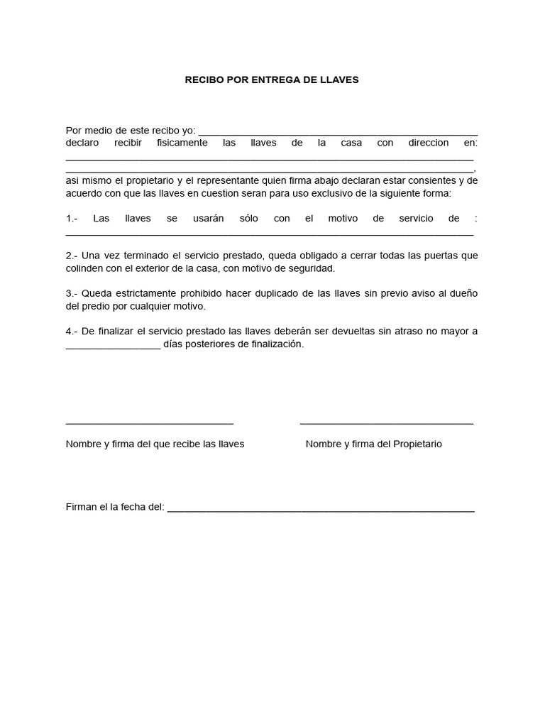 Formato Responsiva de Llaves | PDF