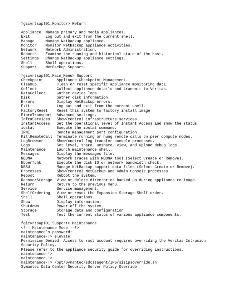 NetBackup Appliance Management Guide | PDF | Shell (Computing) | Computer Network