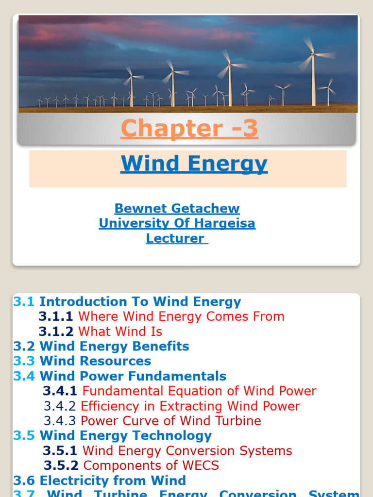 Chapter 3 Wind Energy | PDF | Home & Garden | Science & Mathematics