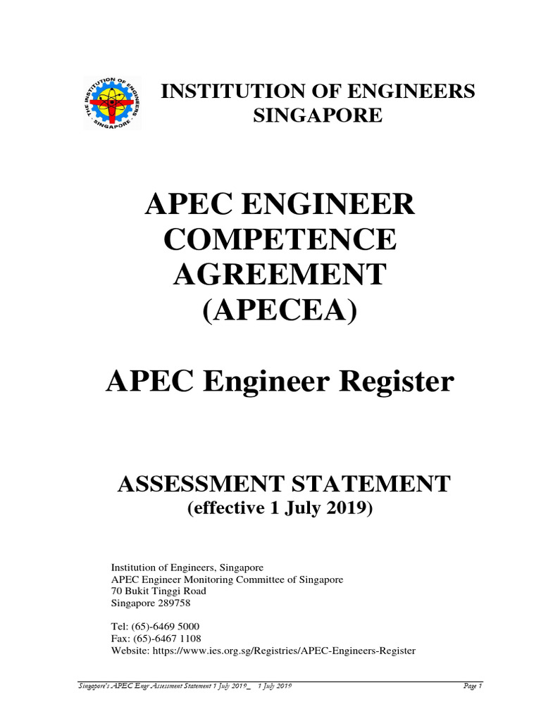 SG-APEC_Engr_Assessment_Statement_010719 | PDF | Engineering | Engineer