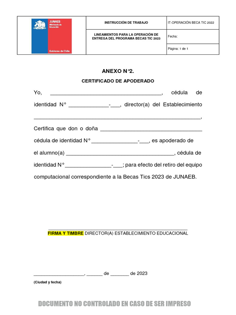 Anexo N 2 Certificado de Apoderado | PDF