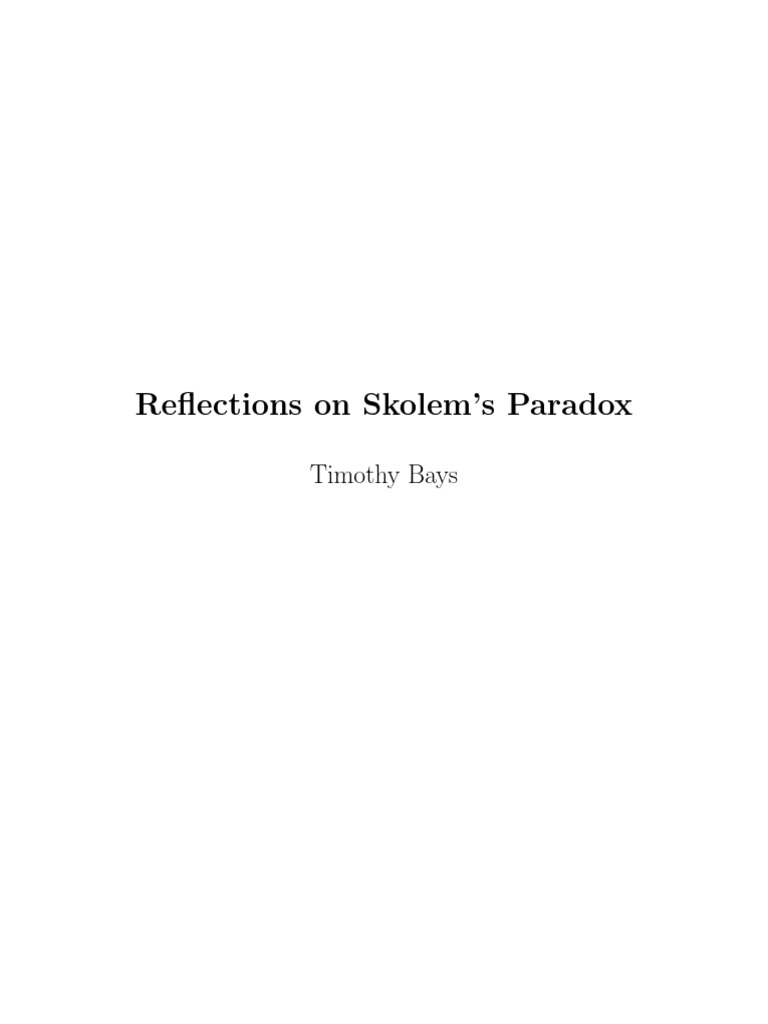 Resolving Skolem's Paradox | PDF | Model Theory | Mathematics