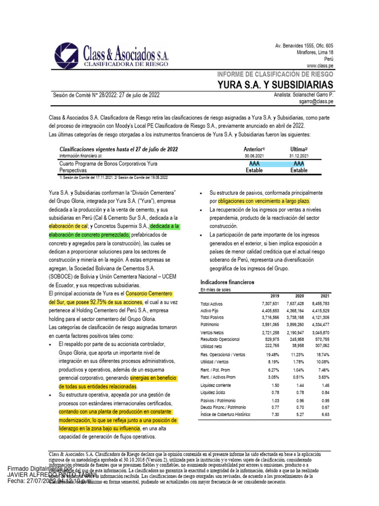 23 Yura Class y Asociados 2022 Julio | PDF