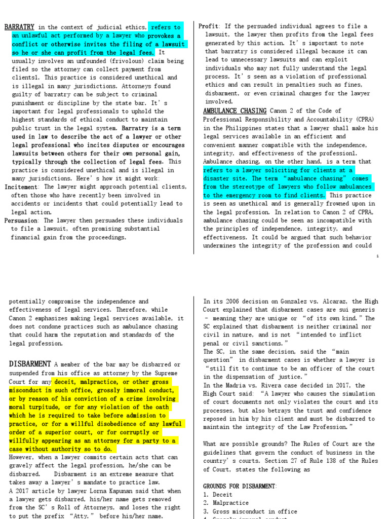 BARRATRY Sned in The Context of Judicial Ethics | PDF | Finance & Money ...