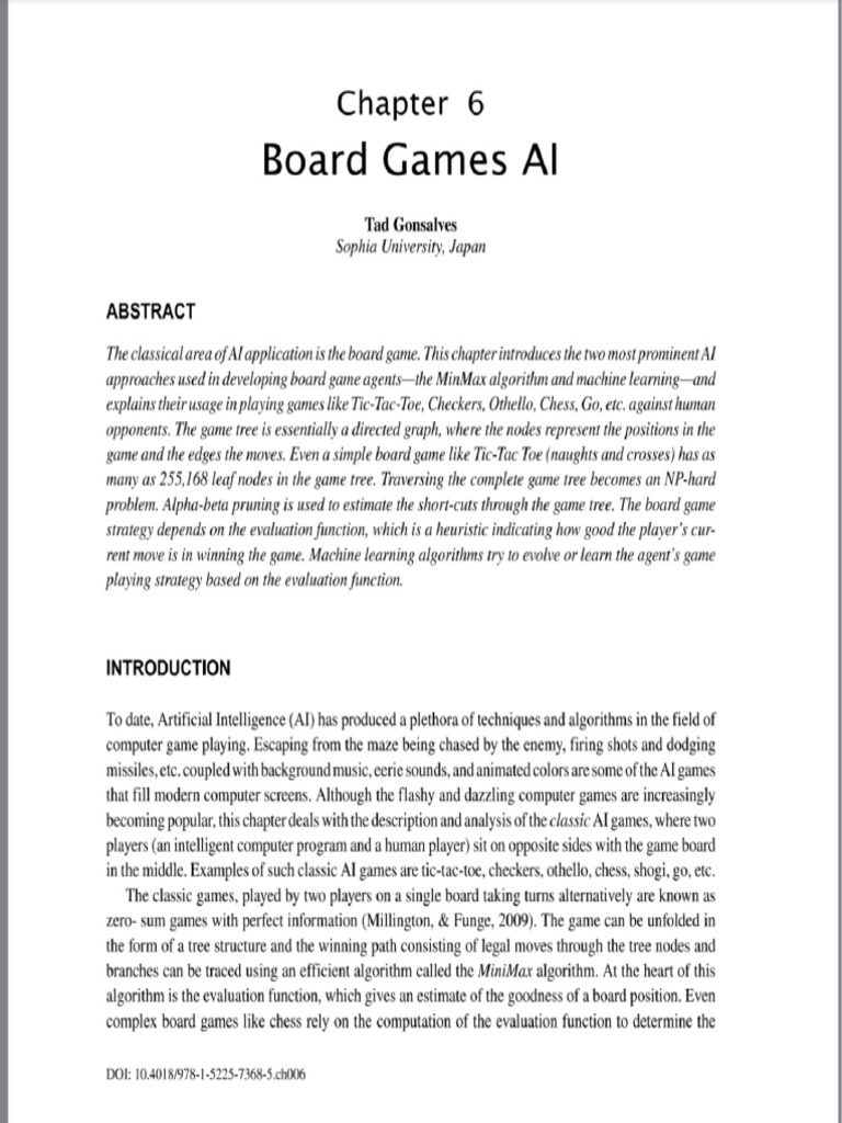 Tad Gonsalves - Board Games AI (Fragment) | PDF