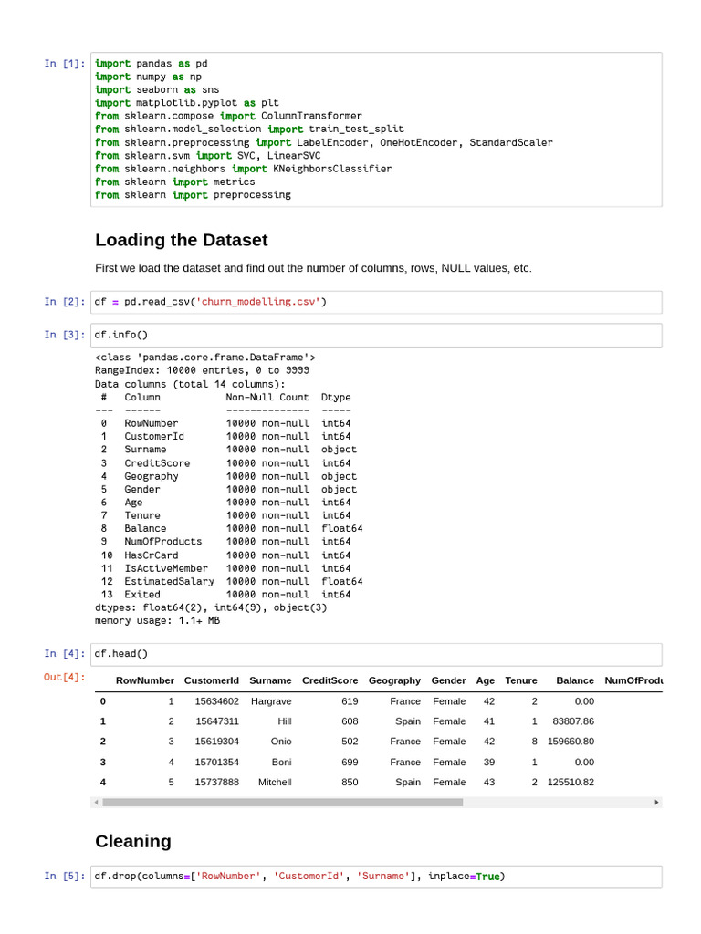 Loading The Dataset: 'Churn - Modelling - CSV' | PDF | Accuracy And Precision | Cybernetics