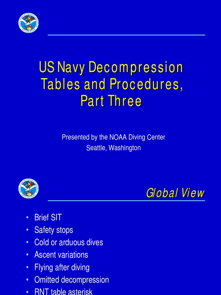 US Navy Decompression Tables and Procedures, Part Three | PDF
