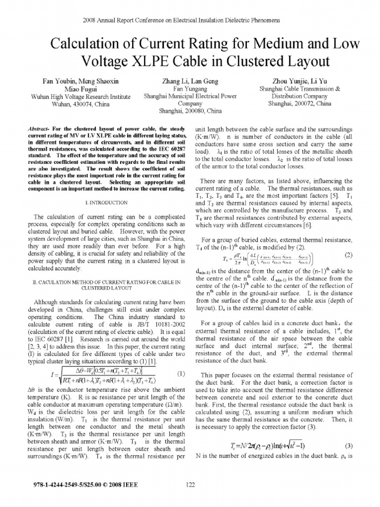 Report On Current Rating For MV LV Cables | PDF | Electrical Resistance ...