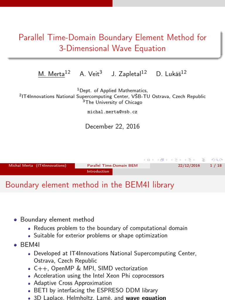 Merta - 2016 - Parallel Time-Domain Boundary Element Method For 3 ... Merta - 2016 - Parallel Time-Domain Boundary Element Method For 3 ...